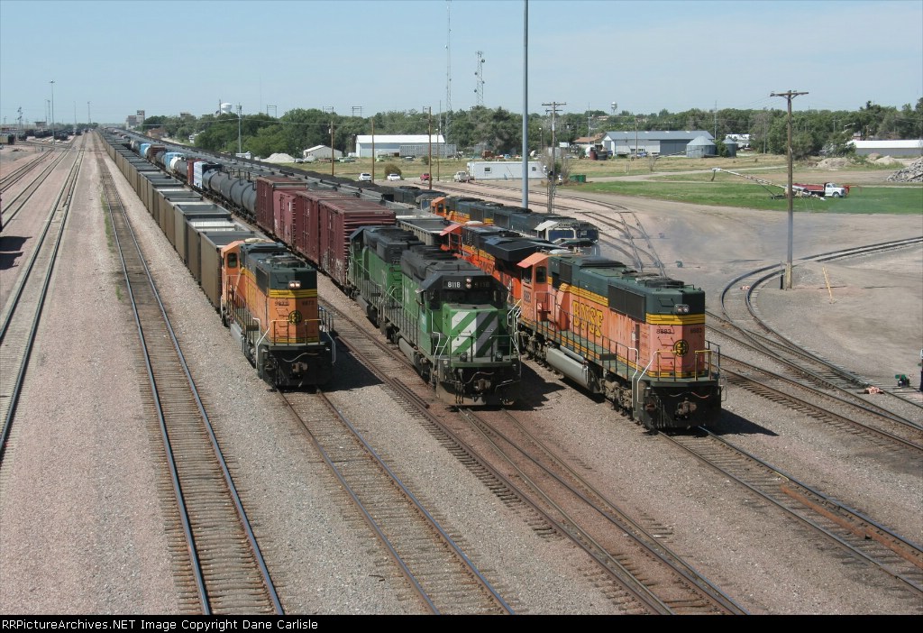 The Alliance Hostlers bring the PASKCK to the East end of Alliance yard. FURX 8118 is leading ...